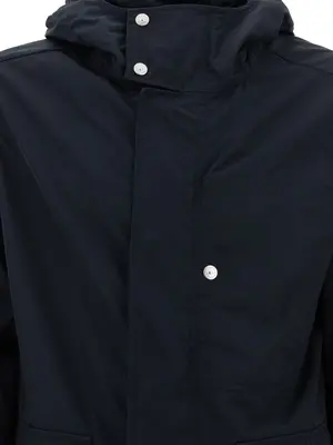 Stone Island Hooded Jacket With Compass Badge - Blue