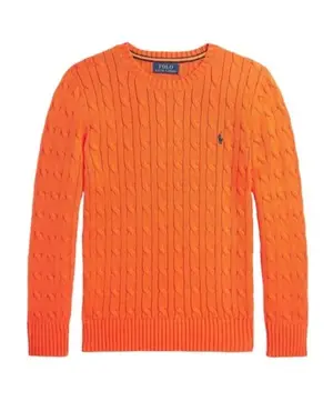 Ralph Lauren Long-sleeved Cable Knit Sweater With Embroidered Logo