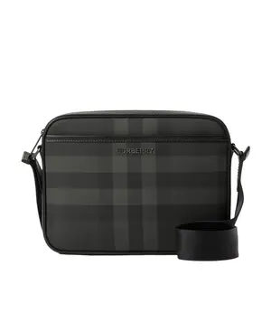 Burberry Logo Plaque Checked Messenger Bag