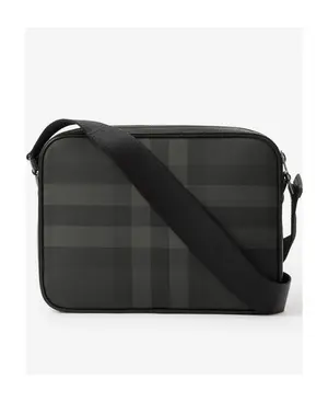 Burberry Logo Plaque Checked Messenger Bag