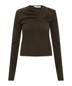 IRO PARIS Long Sleeve Asymmetrical Pleated Top