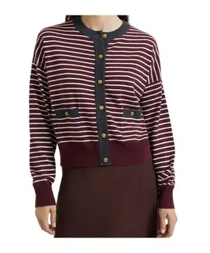 Brunello Cucinelli Striped Crew Neck Cardigan