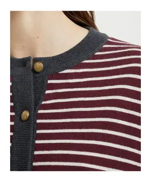 Brunello Cucinelli Striped Crew Neck Cardigan