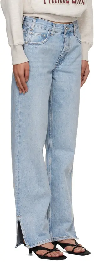ANINE BING Roy Side Slit Straight-leg Jeans - Blue