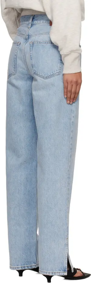 ANINE BING Roy Side Slit Straight-leg Jeans - Blue