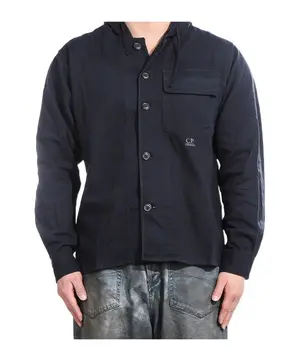 C.P. COMPANY Long Sleeve Casual Jacket With Logo Detail - Black