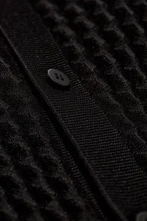 Issey Miyake Pleated Cardigan - Black