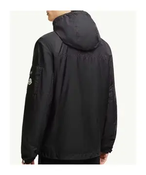 Moncler Hooded Zip-up Rain Jacket - Black