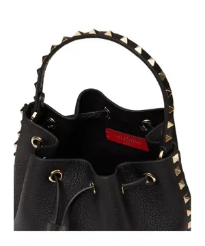 Valentino Garavani Rockstud Drawstring Bucket Bag - Black