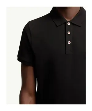 Moncler Logo Patch Short-sleeved Polo Shirt - Black
