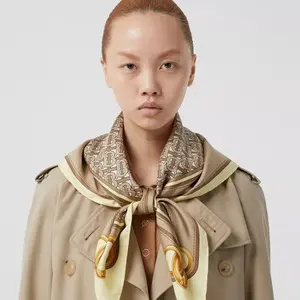 Burberry Montage-print Silk Scarf - Nude