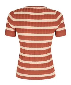 ROBERTO COLLINA Striped Fine Knit Sweater With Crew Neck And Short Sleeves