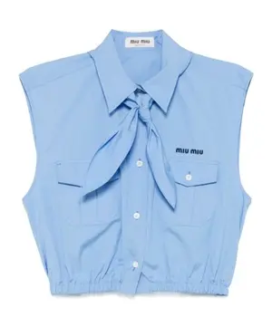 Miu Miu Sleeveless Logo Embroidered Shirt