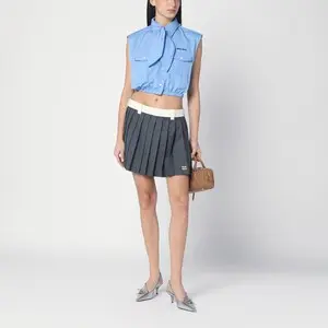 Miu Miu Sleeveless Logo Embroidered Shirt