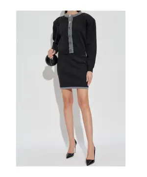 ROTATE BY BIRGER CHRISTENSEN Cotton Mini Skirt With Contrast Ribbing