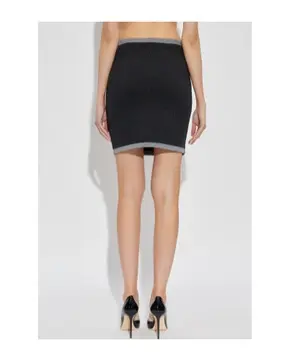 ROTATE BY BIRGER CHRISTENSEN Cotton Mini Skirt With Contrast Ribbing