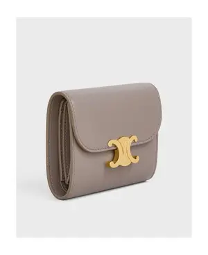 Celine Small Flap Wallet Triomphe In Shiny Calfskin