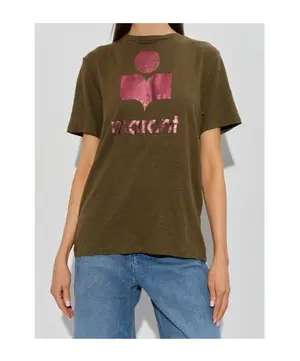 Isabel Marant Étoile Zewel Logo Printed Crewneck T-shirt - Brown