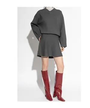 SAMSOE SAMSOE Ribbed A-line Skirt