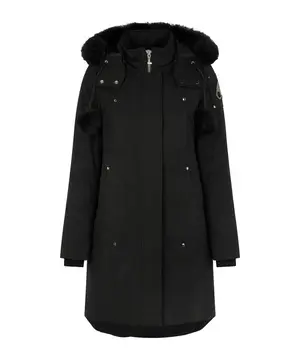 Moose Knuckles Logo Plaque Hooded Down Parka - Black