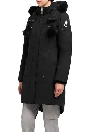 Moose Knuckles Logo Plaque Hooded Down Parka - Black