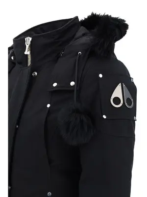 Moose Knuckles Logo Plaque Hooded Down Parka - Black