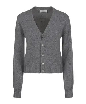 AMI Paris Long Sleeved V-neck Cardigan - Gray