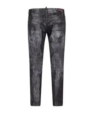 Dsquared2 Five-pocket Jeans With Textured Finish - Black