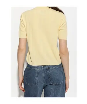 Officine Générale Laya Ribbed Mock-neck Knitted Top - Nude