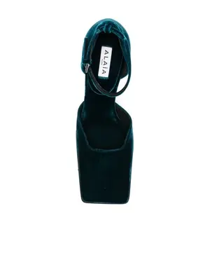 Alaïa Square Velvet D'orsay Pumps With Ankle Strap - Black