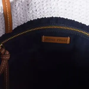 Miu Miu Raffia-effect Woven Tote Bag With Leather Handles