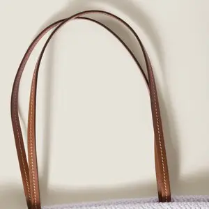 Miu Miu Raffia-effect Woven Tote Bag With Leather Handles