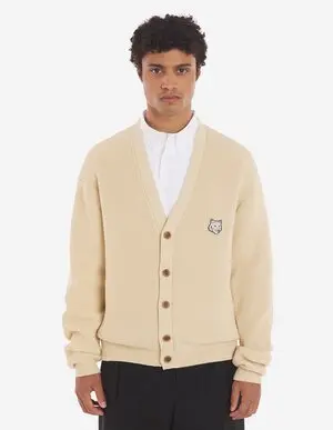 Maison Kitsuné Fox Head Embroidered Knitted Cardigan - Nude