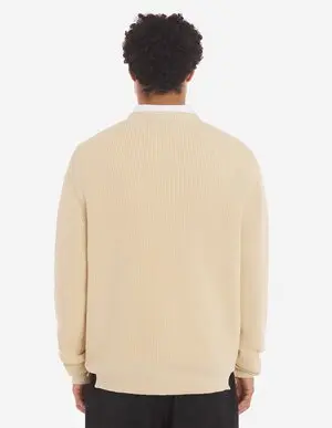 Maison Kitsuné Fox Head Embroidered Knitted Cardigan - Nude