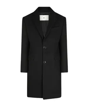 AMI Paris Single Breasted Coat - Black