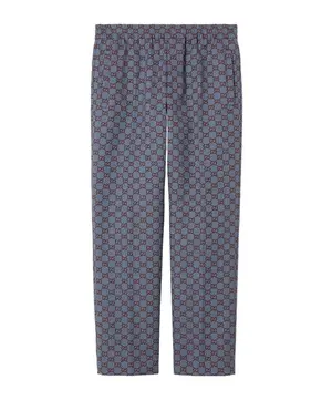 Gucci Gg Houndstooth Wool Leisure Pants - Blue