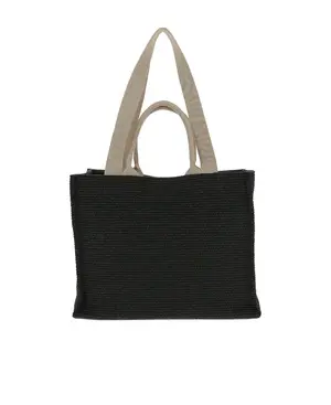 Marni Logo Embroidered Woven Top Handle Bag