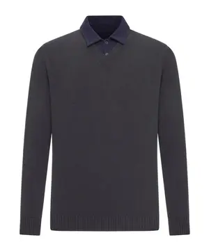 ROBERTO COLLINA Cotton-piquet Contrast-collar Polo Shirt - Black