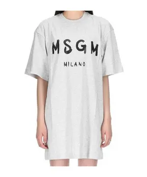 MSGM Brushed Logo Short Sleeve Dress