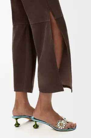 Loewe Trousers In Suede Goatskin - Black