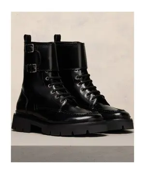 AMI Paris Lace-up Double Strap Boots