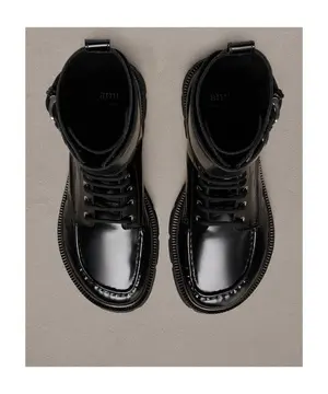 AMI Paris Lace-up Double Strap Boots