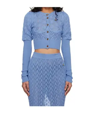 VIVIENNE WESTWOOD Ella Long-sleeved Knit Cardigan - Blue