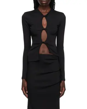 Christopher Esber Open Twist Cut-out Detailed Long Sleeve Top
