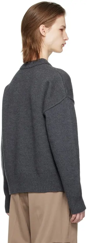 AMI Paris De Coeur Crewneck Long-sleeved Jumper - Gray