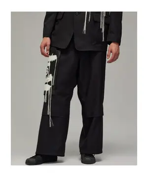 Y3 Belted Waist Trousers With Graphic Logo Patch
