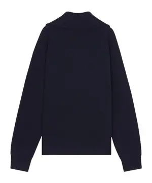 Maison Kitsuné Fox-patch Half-zip Waffle-knitted Jumper