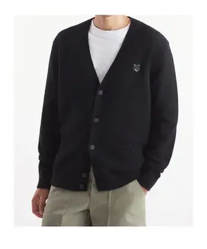Maison Kitsuné Bold Fox Head-patch Button-up Cardigan - Black