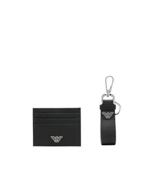 Emporio Armani Logo-plaque Leather Wallet Set - Black