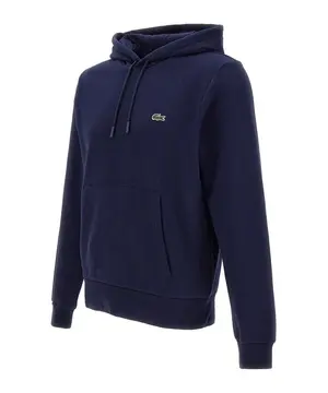 Lacoste Logo Embroidered Drawstring Hoodie - Black